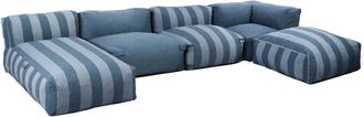 Oviala Salon de jardin modulable ray&eacute; 5 places bleu pacific - Mixi