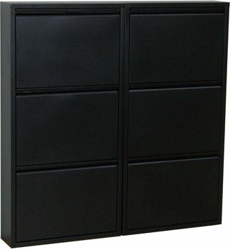 ebuy24 Ebuy24 - Pisa Schuhschrank mit 6 Klappen/T&uuml;ren in Metall schwarz.Fertig montiert geliefert