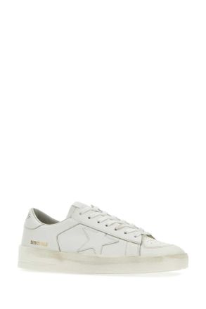 Golden Goose Mens White Leather Stardan Sneakers Opticwhite