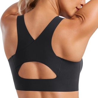 CRZ YOGA Aux Femmes Flex Sculpt Racerback Soutien-Gorge de Sport Haut Impact Rembourré Gym Haut Noir 44