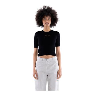 Pinko Love Birds Rippstrick-Oberteil - - Knitwear - Damen - Schwarzk - S