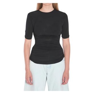 Alaia Viskose T-Shirt - - Tops - Damen - Schwarzk - XS