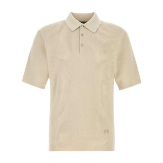 Dolce & Gabbana Micro-Rib Baumwoll-Polohemd - - Tops - Herren - Beige - M