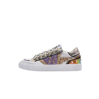 Emanuelle Vee Femme, Chaussures, Multicolore, Taille: 38 EU Baskets en Cuir Imprim&eacute; Animalier Multicolore