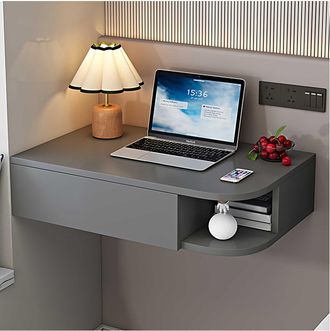 Generic Schwebender Nachttisch, wandmontierter Schminktisch, Kosmetiktisch mit Schublade, Computertisch, Nachttisch mit Aufbewahrungsschubladen und geriffelte