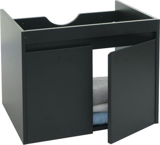 Mendler Waschbeckenunterschrank HWC-L86AM, Badezimmer Waschtisch Unterschrank, FSC Melamin 2 Türen 48x59x46cm - schwarz