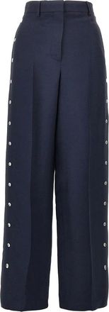 Stella McCartney Pantalon tailleur &agrave; boutons-pression - Femme - Pantalons - Bleu - Taille: 38 FR