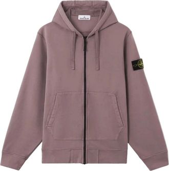 Stone Island Homme, Sweatshirts et sweats &agrave; capuche, Violet, Taille: M Pull &agrave; capuche en molleton de coton