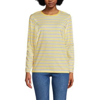 Lands End Supima-Shirt, Langarm, Damen, Gr&ouml;&szlig;e:48-50 regular, Gelb, Baumwolle, by Lands End