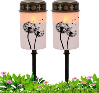 Generico Grablampen | Set mit 2 Leuchten f&uuml;r Rasen, Solarlicht, wasserdicht, zur Dekoration von Hof, Weg und Grab