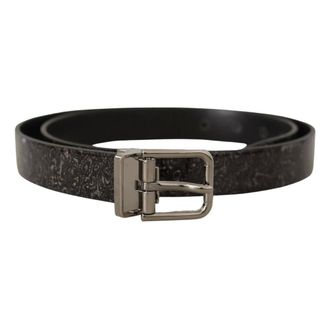 Dolce & Gabbana Homme, Accessoires, Noir, Taille: 90 CM Ceinture en Cuir Grosgrain Luxueuse avec Boucle en Métal