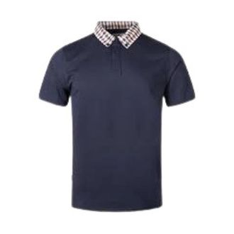 Aquascutum Navy Check Rib Polo Shirt - - Tops - Herren - Blau - XL