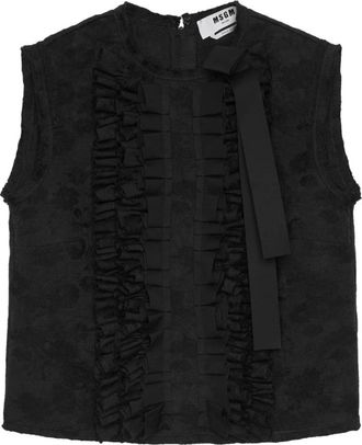 Msgm Msgm, Femme, Tops, Noir, Taille: 34 FR Haut Noir pour Femmes