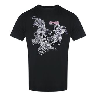 Cavalli Schwarzes T-shirt Mit Paisley-leoparden-logo