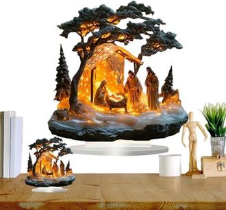 Generico Cr&egrave;che De No&euml;l En Acrylique,figurines De La Nativit&eacute; En Acrylique - Artisanat De No&euml;l D&eacute;corations Acryliques Figurine De La Nativit&eacute;,Figurines De La N