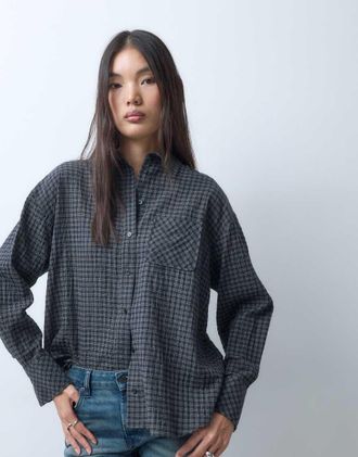 Weekday Oversize-Hemd in schwarz kariert