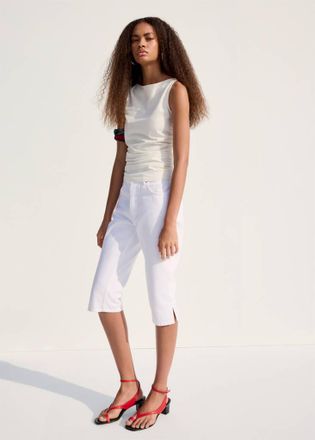 Mango Top en coton drap&eacute; blanc cass&eacute; - Femme - XXS - MANGO