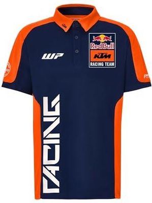 Red Bull KTM Replica Team Polo KTM Racing Team Logo - Hommes - Taille S - Bleu/Orange - Tissu évacuant lhumidité - Col polo classique, bleu/orange, XXL