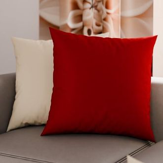 Petti Artigiani Italiani Lot de 2 Taies doreiller de Lit 50x50 cm, Housses de Coussin Unies Double Face Ivoire et Bordeaux, Taie Oreiller 100% Microfibre, Fabriqu&eacute; en Italie