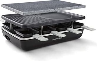 Lagrange Raclette Element Grill + Pierre de cuisson, 8 personnes, Multifonctions, 1200 W, Fabrication française, Pierre de lave naturelle, 179601