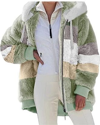 Generic 2023 Veste polaire Teddy Manteau Manches Longues Sans Capuche T-shirt Sweats &agrave; Capuche Pull Veste en Peluche Automne Casual Hauts Bloc de Couleur Swea