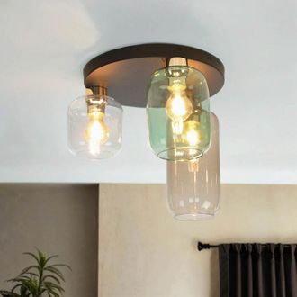 Licht-Erlebnisse Plafonnier verre 3 flammes color&eacute; &Oslash; 44 cm &eacute;l&eacute;gant
