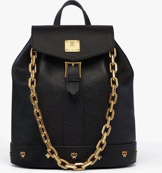 MCM Pina Kordelzug-Rucksack aus Kalbsleder mit Nieten