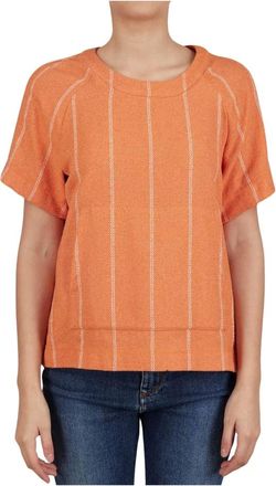 Kiton Femme, Pulls, Orange, Taille: 38 FR Pull ray&eacute; &agrave; col rond