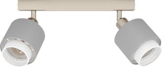Eglo Deckenstrahler Bellizzi, Deckenlampe 2-fach, Deckenleuchte mit schwenkbaren Spots aus Textil in Grau und Wei&szlig;, Deckenspots mit E14 Fassung