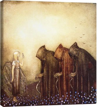 Posterlounge Die Geschichte von Skutt, die Moose und die kleine Prinzessin Tuvstarr Leinwandbild von John Bauer 20 x 20 cm Braun Wandbilder Wanddeko