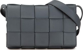 Bottega Veneta Grey Calfskin Intrecciato Cassette Crossbody Bag