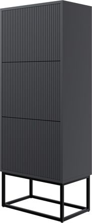 Selsey Schuhschrank Schuhregal 50 cm 3 Klappen Schuh Schrank 12 Paar Schuhe Schuhaufbewahrung Stehend Schwarz Schwarze Beine Veldio