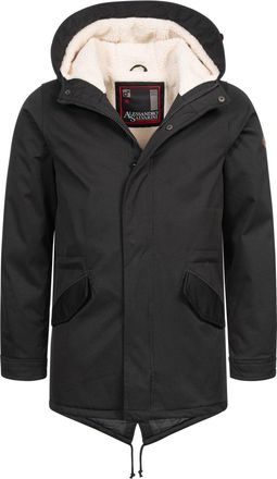 Alessandro Salvarini Herren Winterjacke (S-3XL) - Kapuze, Teddyfell innen, Warme Jacke M&auml;nner - AS-138 Schwarz XXX-Large