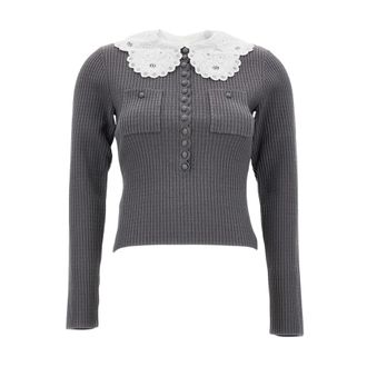 Self Portrait Femme, Pulls, Gris, Taille: 42 FR Maglia G.Collo Top