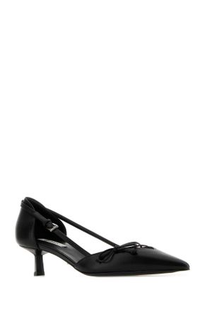 Prada Womens Black Leather Pumps Nero Scarpe Con Tacco
