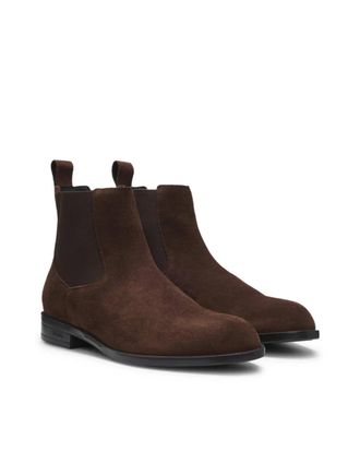 HUGO BOSS Suede Chelsea Boot - Brown