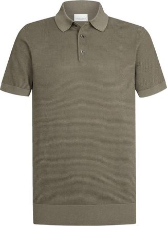 Profuomo Unifarbenes Strick-Poloshirt in Reiskornstruktur in