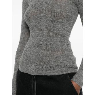Brunello Cucinelli Silk-Alpaca Open-Knit Sweater - Gray