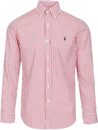 Polo Ralph Lauren Homme, Chemises, Rouge, Taille: 2XL Chemise Broadcloth Ray&eacute;e Coupe Personnalis&eacute;e