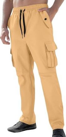 Generic Pantalon cargo &agrave; coupe droite pour homme avec poches utilitaires pour un usage quotidien et les voyages avec cordon de serrage &agrave; la taille, pantalon d