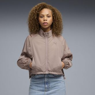 Puma Veste tiss&eacute;e zipp&eacute;e &agrave; coupe d&eacute;contract&eacute;e HER Femme, V&ecirc;tements, Beige, XL