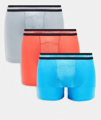 Calvin Klein Icon Active Performance - 3er-Pack eng geschnittene Boxershorts in Grau/Blau/Rot-Bunt