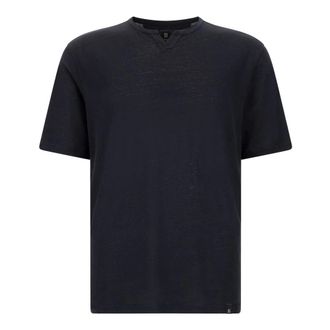 Boggi Milano Homme, Tops, Bleu, Taille: M T-shirt en jersey de lin extensible
