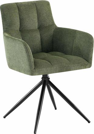 Clp Esszimmerstuhl Jonah, schwenkbarer Polsterstuhl mit Armlehne, 180&deg; Auto-R&uuml;ckstellmechanismus, Stoffbezug pflegeleicht, Stuhl f&uuml;r K&uuml;che, Farbe:gr&uuml;n