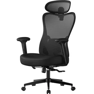 Songmics Chaise de Bureau Ergonomique, Fauteuil de Bureau, Appui-T&ecirc;te et Soutien Lombaire R&eacute;glables, Supporte Jusqu&agrave; 150 kg, Hauteur R&eacute;glable, Noir dEncre