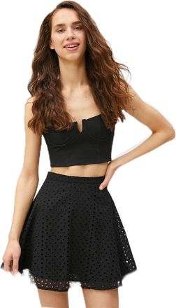 Koton Women Cutwork Voluminous Mini Skirt