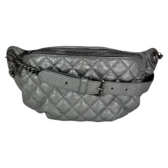 Chanel Pre-owned Metallic Dark Silver Calfskin Quilted Banane Fanny Pack Waist Bag - - Pre-owned - Damen - Grau - ONE SIZE