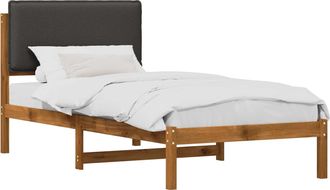 vidaXL Letto Con Testiera Rivestita Naturale E Grigio Scuro Vidaxl