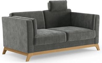 Cavadore Cavadore 2,5er-Sofa Vida / 2,5-Sitzer Couch im trendigen Design mit massivem Holzrahmen in Eiche, Kopfstütze mit Kuschelkissen / 183 x 84 x 93 / Mikro