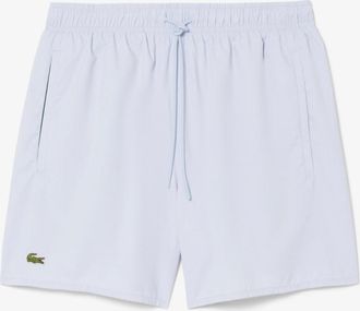 Lacoste Unifarbene Badeshorts mit Krokodil-Aufn&auml;her in